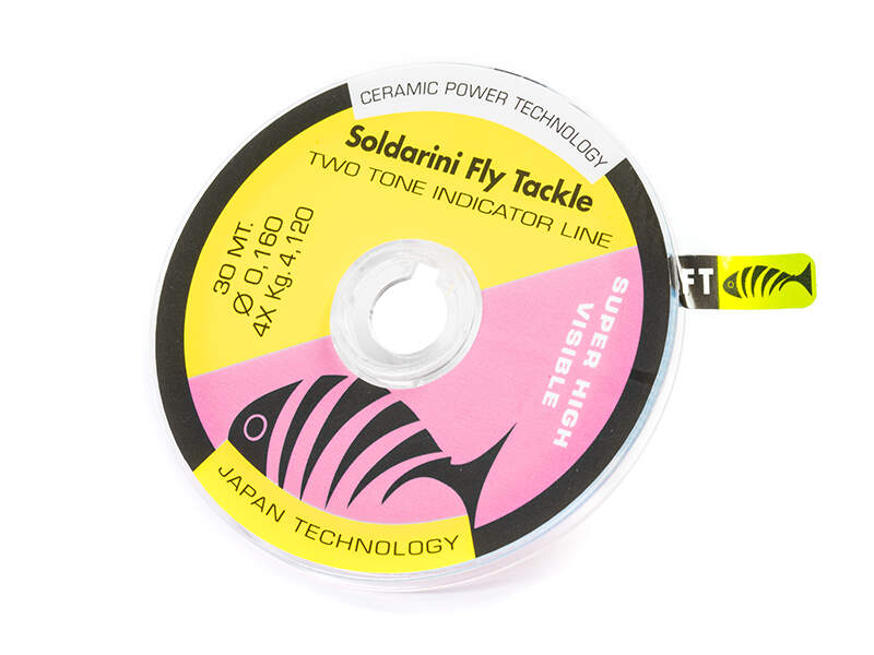 Nylon sft TWO TONE INDICATOR LINE - yellow pink - 30 m