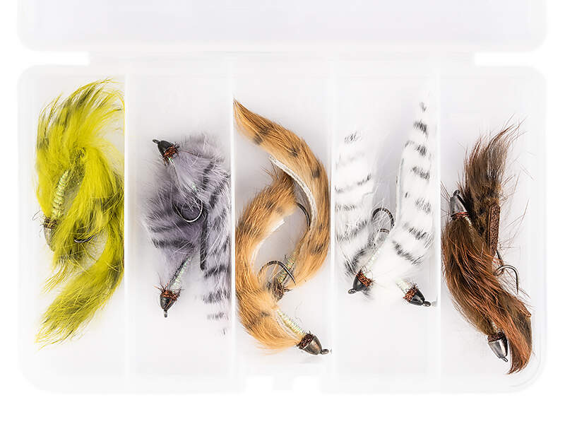 Flies selection hotfly CONEHEAD STREAMER - 10 barbless flies with box